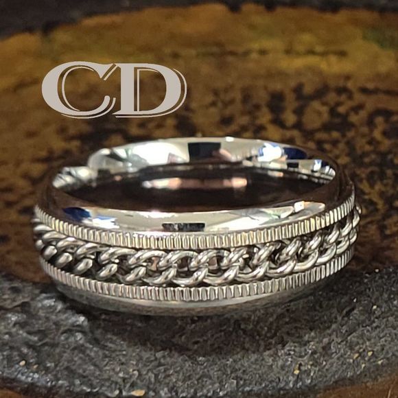 Carrick Designs | Accessories | Mens Chain Spinner Wedding Ring Band ...